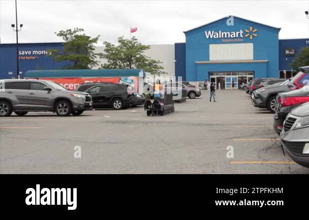 walmart supercentre center store supermarket department store blue with sign logo and parking ...
