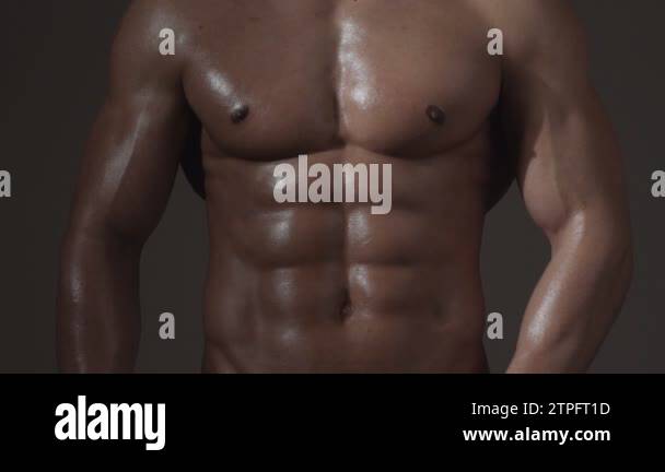 Sportsman, muscles, athlete man, triceps. Athletic caucasian, six pack ...