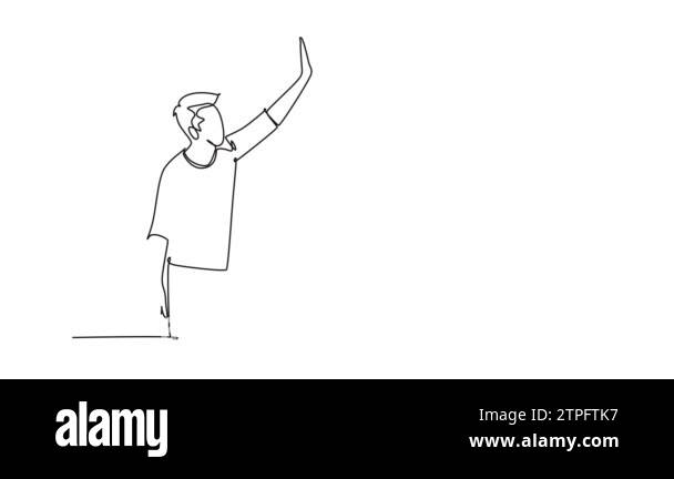 Animated self drawing of continuous line draw young happy start up ...