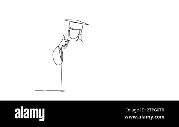 Animated self drawing of continuous line draw young happy couple male ...