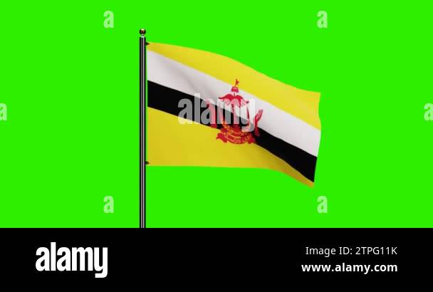 3D Rendered Brunei National Flag Waving Animation with Realistic Wind ...