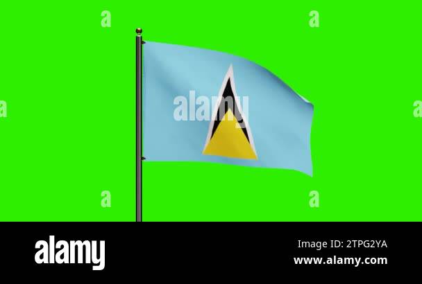3D Rendered Saint Lucia National Flag Waving Animation with Realistic ...