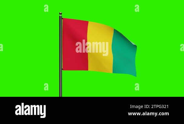 3D Rendered Guinea National Flag Waving Animation with Realistic Wind ...