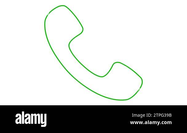 Animated green linear icon of phone. Symbol of handset. Concept of ...