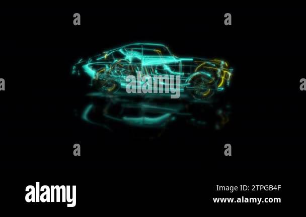 Futuristic technology concept, 3D model classic car scanning, effect ...