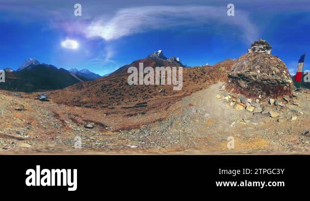 4K VR of Dingboche and Pheriche village in Nepal, basic point of ...