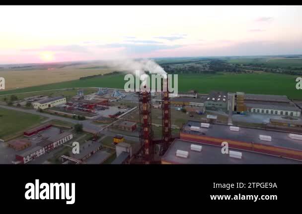 4K HD fly over production units with mines and processing plants of ...