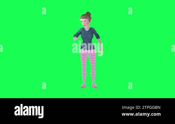 3D housewife putting something down, green screen front angle 3d people ...