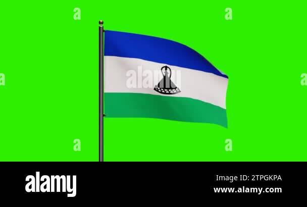 3D Rendered Lesotho National Flag Waving Animation with Realistic Wind ...