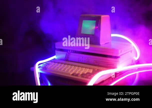 A retro 80s computer. Computer monitor is a 3d printed prop I designed ...