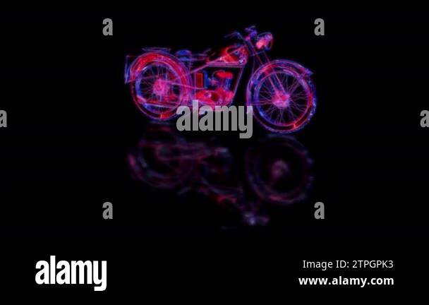 Futuristic technology concept, 3D model motorcycle in motion scanning ...