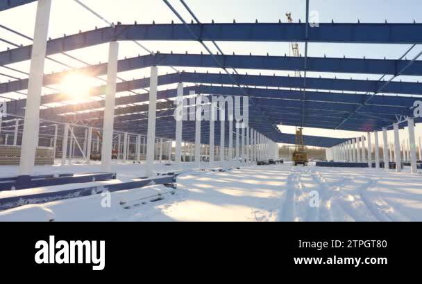 Construction of a modern factory or warehouse, modern industrial ...