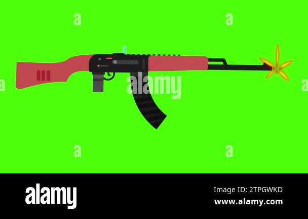 Ak-47 assault rifle animation with shooting effects on green screen ...