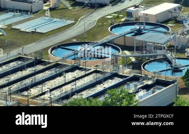 Modern water cleaning facility at urban wastewater treatment plant ...