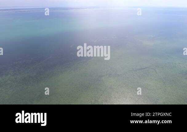 An impressive bird`s eye view of the Black Sea shallow with dark ...