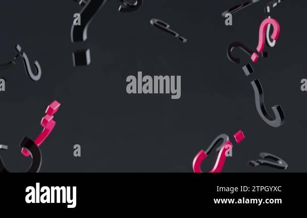 Question marks, symbols falling black and red 4K 3D loop animation motion background Stock Video ...