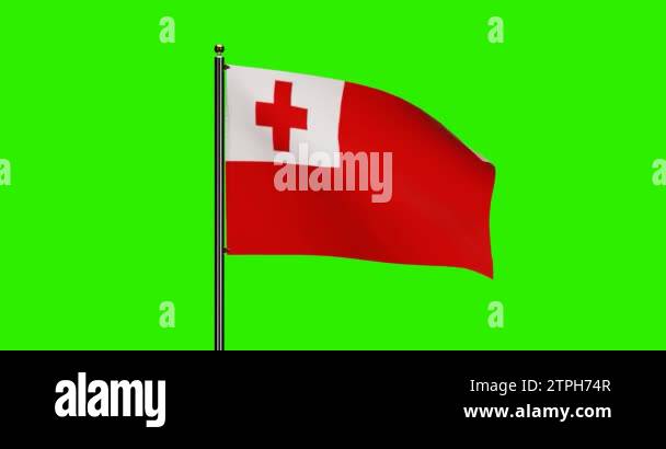 3D Rendered Tonga National Flag Waving Animation with Realistic Wind ...