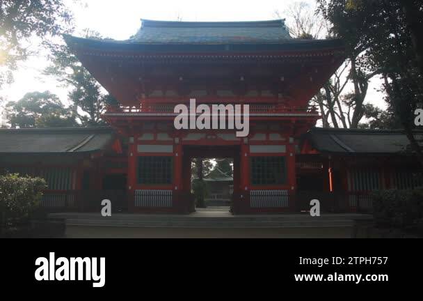 Entrance full shot at Igusa hachiman shrine in Tokyo / Its a city ...