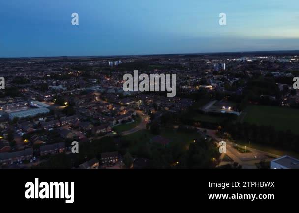 Luton City and Roads During Sunset. Captured with Drone's Camera on ...