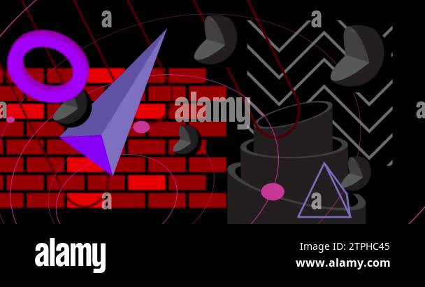 Red, black and purple geometric shape background video template. Abstract design. Simple moving ...