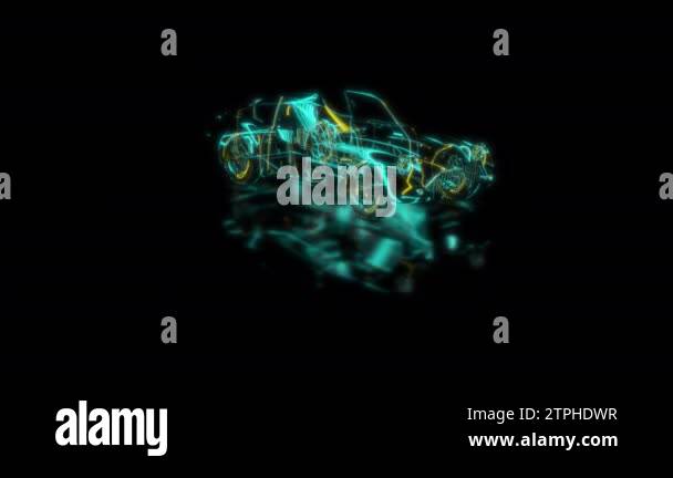 Futuristic technology concept, 3D model classic car scanning, effect ...
