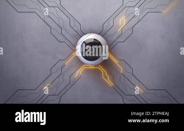 Rotating security camera with AI recognition installed on the wall. 3D ...