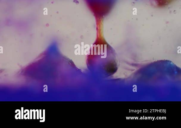 Color oil droplet. Foam splash. Jelly fluid texture. Defocused bright ...