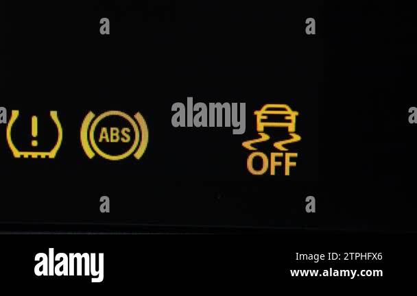 Yellow car error signs on dashboard. Car low tire pressure warning ...