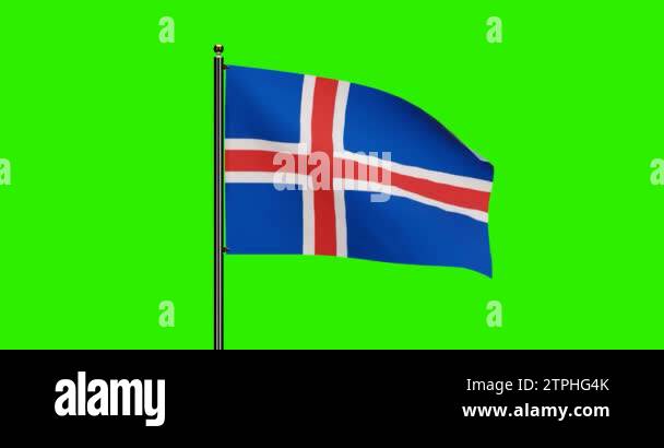 3D Rendered Iceland National Flag Waving Animation with Realistic Wind ...