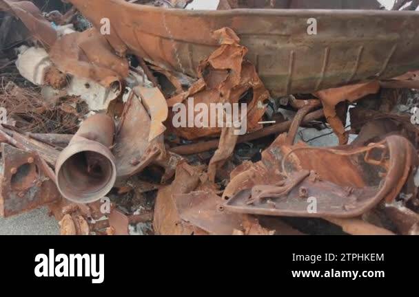Rusty, burned-out Russian military equipment on Khreshchatyk in Kyiv ...