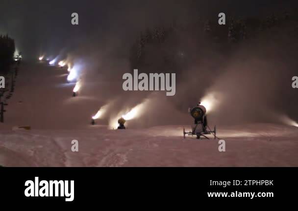 Snow cannons working night Stock Videos & Footage - HD and 4K Video ...
