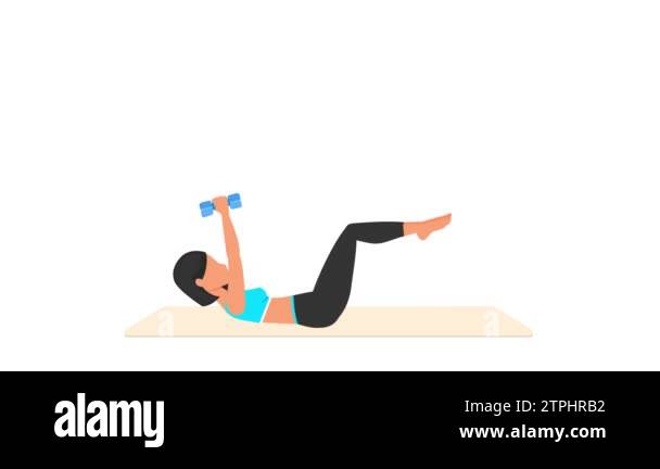 Dumbbell torture tucks exercise tutorial. Female workout on mat ...