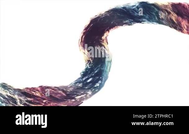 Pouring surreal curved rainbow water column stream digital simulation ...
