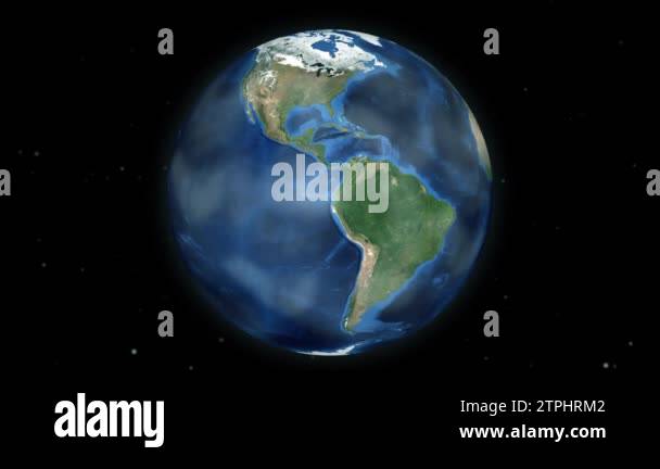 Zooming through space to a location in North America animation - North ...