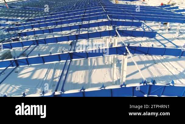 Construction of a modern factory or plant, Industrial area in winter ...