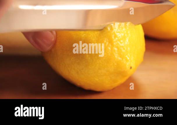 hand knife sliced lemon Stock Video Footage - Alamy
