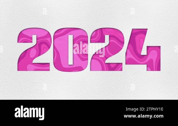 2024 animated New Year card. Color paper cut abstract animation. 3D ...
