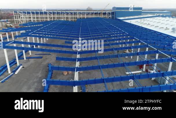Construction of a large industrial building or factory, industrial ...