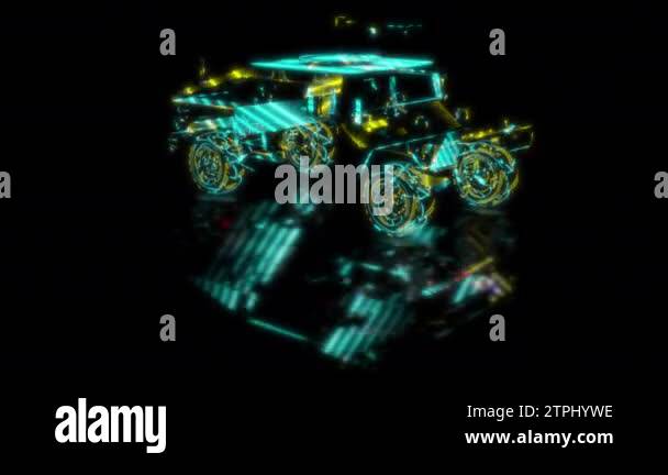 Futuristic technology concept, 3D model suv miltary vechical truck car ...
