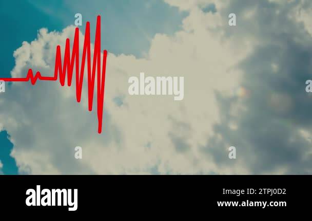 Heart Beat in shape of heart. Seamless loop blue background EKG ...