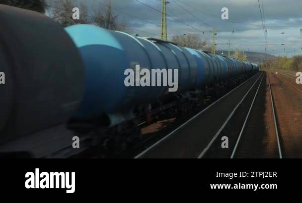 Train journey point of view from the back of the last wagon, passing ...