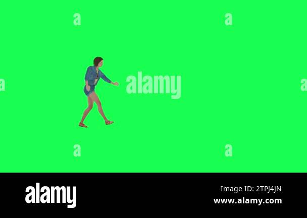 3d animated girl in jeans zombie walking left angle green screen 3d ...