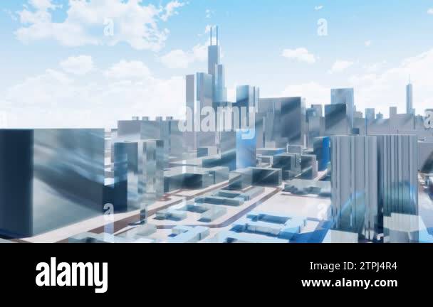 Abstract modern high rise buildings with reflection mirror facades in ...