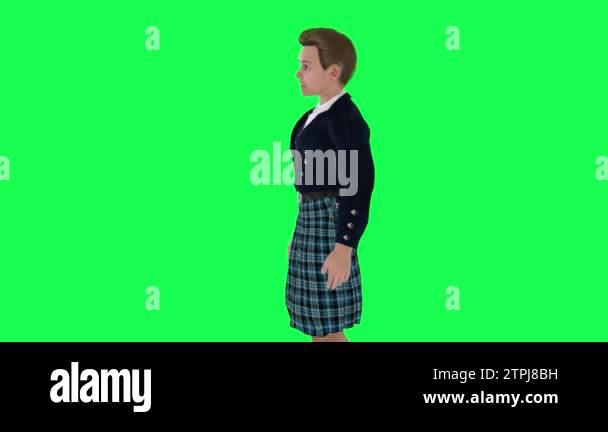 3d jewish boy talking right angle isolated green screen 3d people ...