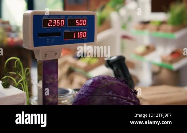 Supermarket scale used on bulk items to weight all fruits and veggies ...