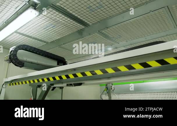 Robotic machine moving inside the plant. Automated device for door ...