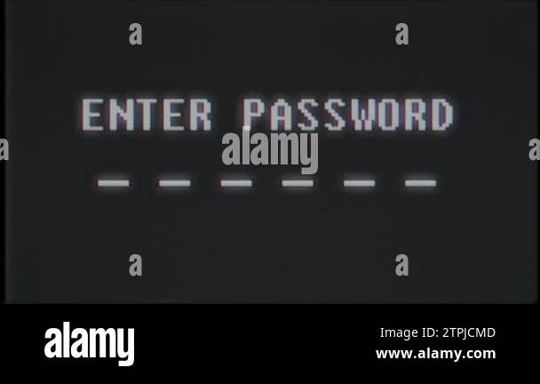 retro videogame ENTER PASSWORD text computer old tv glitch interference noise screen animation ...