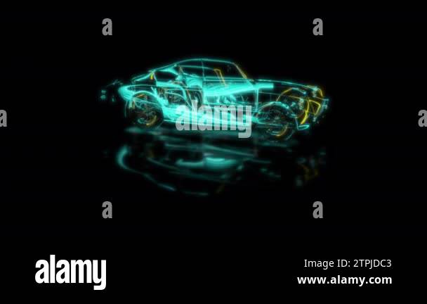 Futuristic technology concept, 3D model classic car scanning, effect ...