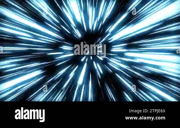 Hyperspace jump 4K animation. Flying through deep space, Universe light speed tunnel. Traveling ...