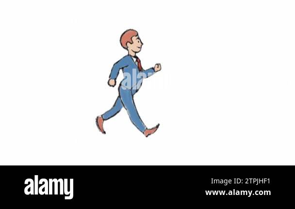 Animation of 2d walking man. looped animation. Cheerful young character ...